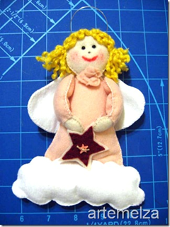 ARTEMELZA - Arte e Artesanato: Fuxico – anjinho para enfeitar árvore ...